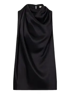 HEIRLOME 'Kate' Draped Silk Satin Top Black