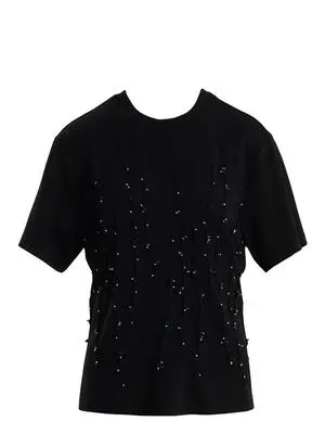 GIZIA Embroidered Detail T-shirt - Black
