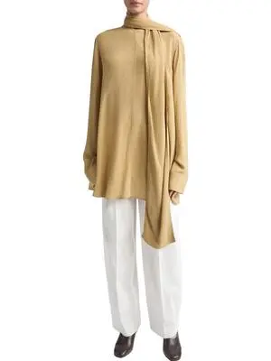 TOTEME Draped Scarf Georgette Top - Desert