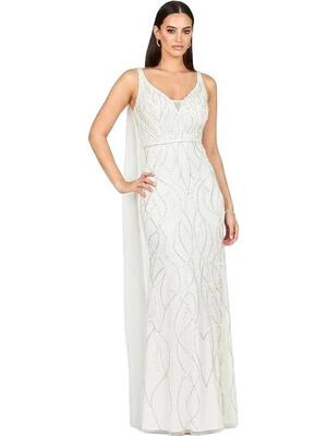 LARA NEW YORK Beaded Faux-wrap V-neck Bridal Gown - Ivory