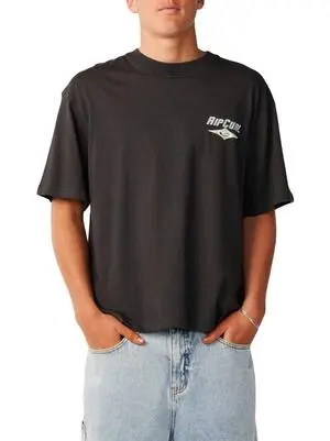 Rip Curl Heritage Icon Oversize Cotton Graphic T-shirt - Washed Black
