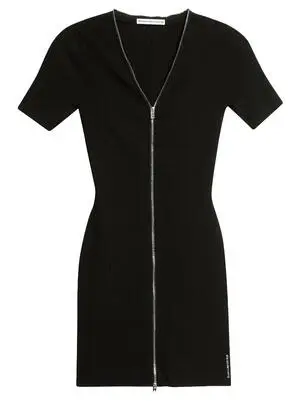 Alexander Wang Zip Pointelle Rib Sweater Dress - Black