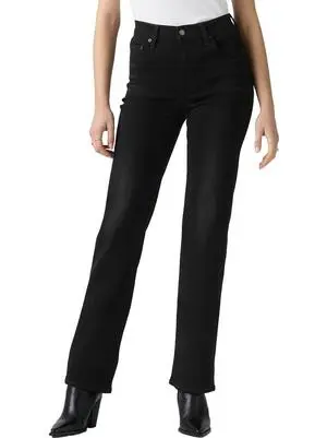 LEVI'S High Waist Straight Leg Jeans - Worn Midnight