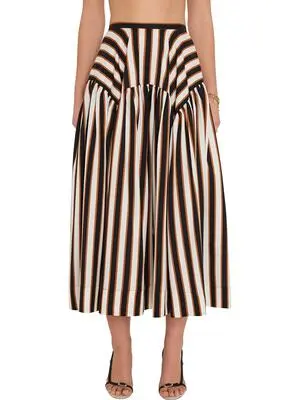 AMANDA UPRICHARD Spencer Midi Skirt In Sabla Stripe
