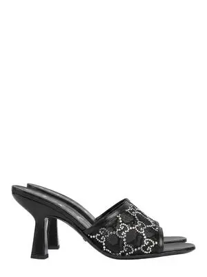 GUCCI Gucci Monogram Crystal Mesh Slip-On Mules