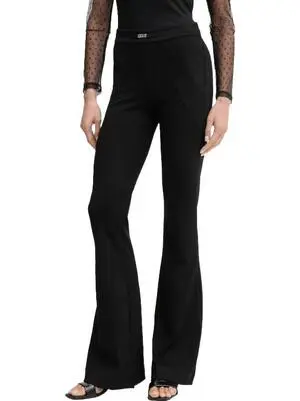Versace Logo-print Flared Trousers - Black