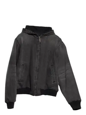 Gucci Reversible Cotton Denim Zip Jacket With Hood - Black
