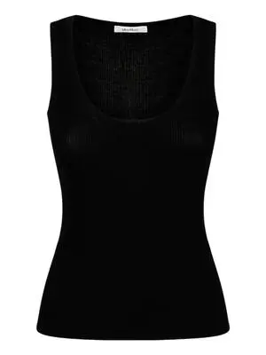 Max Mara Sleeveless Ribbed Knit Top - Black