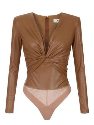 Elisabetta Franchi Bodysuit With Knot - Cigar