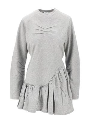 Attico Pleated Long-sleeve Mini Dress - Gray