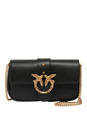 Pinko Love Bag Pocket Small Leather Shoulder Bag - Black