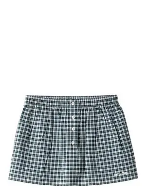 Miu Miu Miu Miu Plaid Mini Skirt White/green