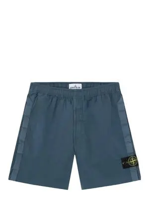 Stone Island Loose-wide-leg-fit Bermuda Shorts With Elastic Waist - Slate Blue