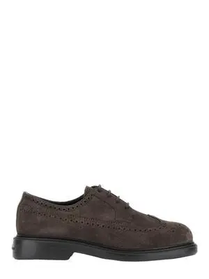 Hogan Suede Wing Tip Derby Shoes - Brown