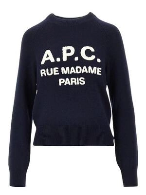 A.p.c. Logo Embroidered Raglan-sleeve Sweater - Black