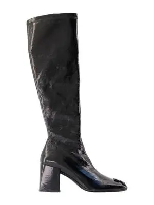 COURREGES Square Toe High Heel Boots - Black