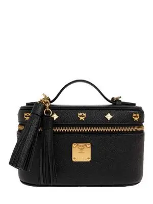 Mcm Top Handle Box Shoulder Bag - Black