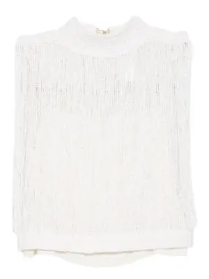 Fabiana Filippi Fringe-detail Halterneck Top - White