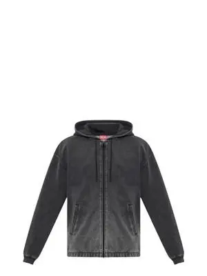 DIESEL® Long-sleeve Zip-up Sweatshirt With Drawstring Hood - Grey