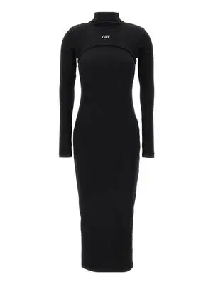 Off-White Off Stamp Rib Dress - Black