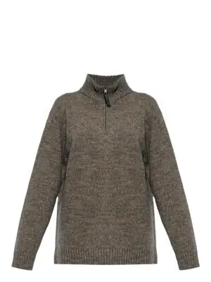 MAISON MARGIELA Zip Stand-collar Knitted Sweater - Grey