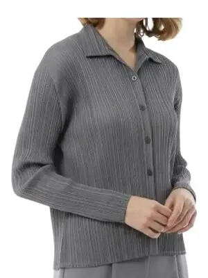 Issey Miyake Pleated Button-up Shirt - Gray