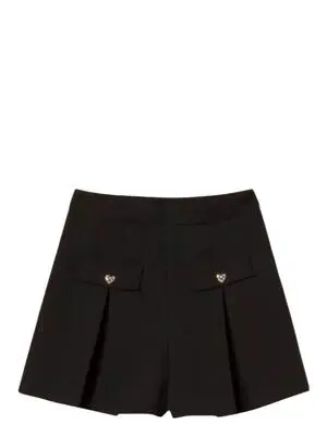 TWINSET Pleated Flared Shorts - Black