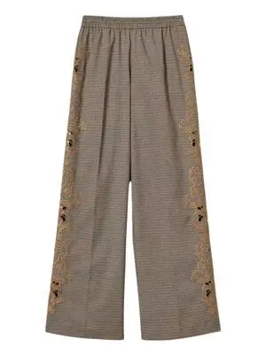 TWINSET Houndstooth Embroidered Trousers - Gray