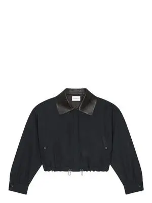 Givenchy Cotton And Wool Jacket With Leather Collar - Black