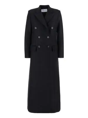 Harris Wharf London Double-breasted Long Coat - Black