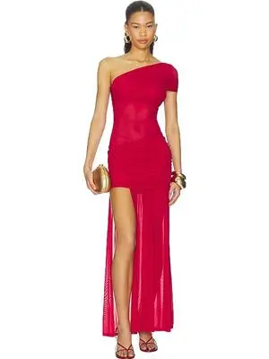 RUNAWAY THE LABEL Runaway The Label Sorelli One Shoulder Mini Dress In Red.
