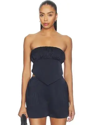 Susana Monaco Satin Scarf Tube Top In Navy - Midnight