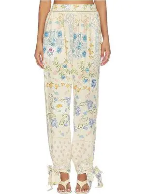 Agua Bendita Printed Linen Blend Pants - Multicolor
