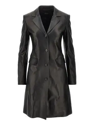 Gucci Nappa Leather Single-breasted Coat - Black