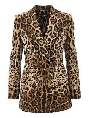 Dolce & Gabbana DOLCE & GABBANA Double-Breasted Animal Print Jacket Multicolor