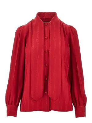 GUCCI GUCCI Jacquard Silk Shirt With Interlocking GG Chain Motif