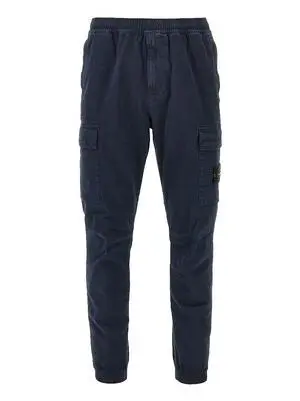 Stone Island Cotton Cargo Pants With Logo Badge - Blue