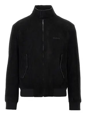 Gucci Suede Leather Bomber Jacket - Black