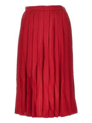 Gucci Jacquard Silk Midi Skirt - Red