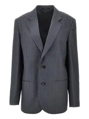 Gucci Pinstriped Wool Oversized Blazer - Grey
