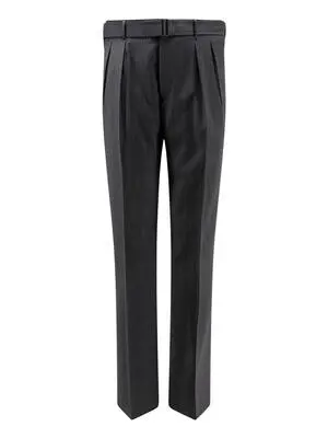 Tagliatore Nevil Virgin Wool Trousers With Belt - Grey