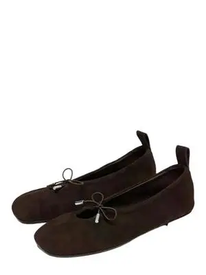 ALOHAS Rosalind Bow-detail Suede Ballet Flats - Brown
