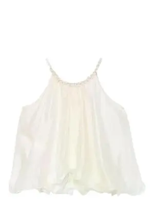 PAPER LACE Faux-pearl Embellished Layered Top - Neutrals