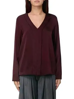 HANITA V-neck Satin Blouse - Red
