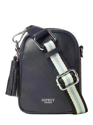 OSPREY Stella Leather Phone Bag With Tassel Detail And Striped Strap - Blue