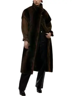 DUCIE Harper Suede Coat - Brown