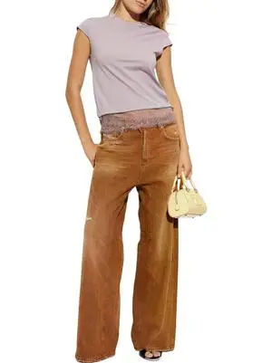 DIESEL® Distressed Wide-leg Jeans - Brown