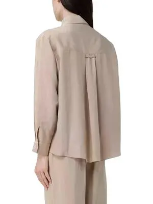 HANITA Embroidered Collar Long Sleeve Shirt - Neutrals