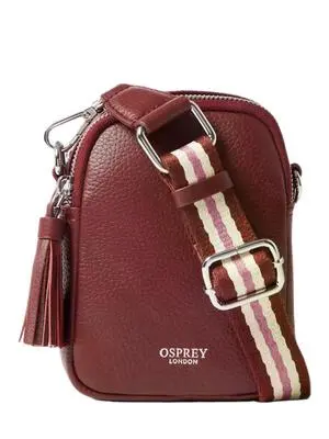 OSPREY Stella Tassel Detail Grained Leather Phone Bag - Red