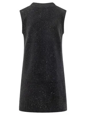 Fabiana Filippi Sequin-embellished Knitted Mini Dress - Black